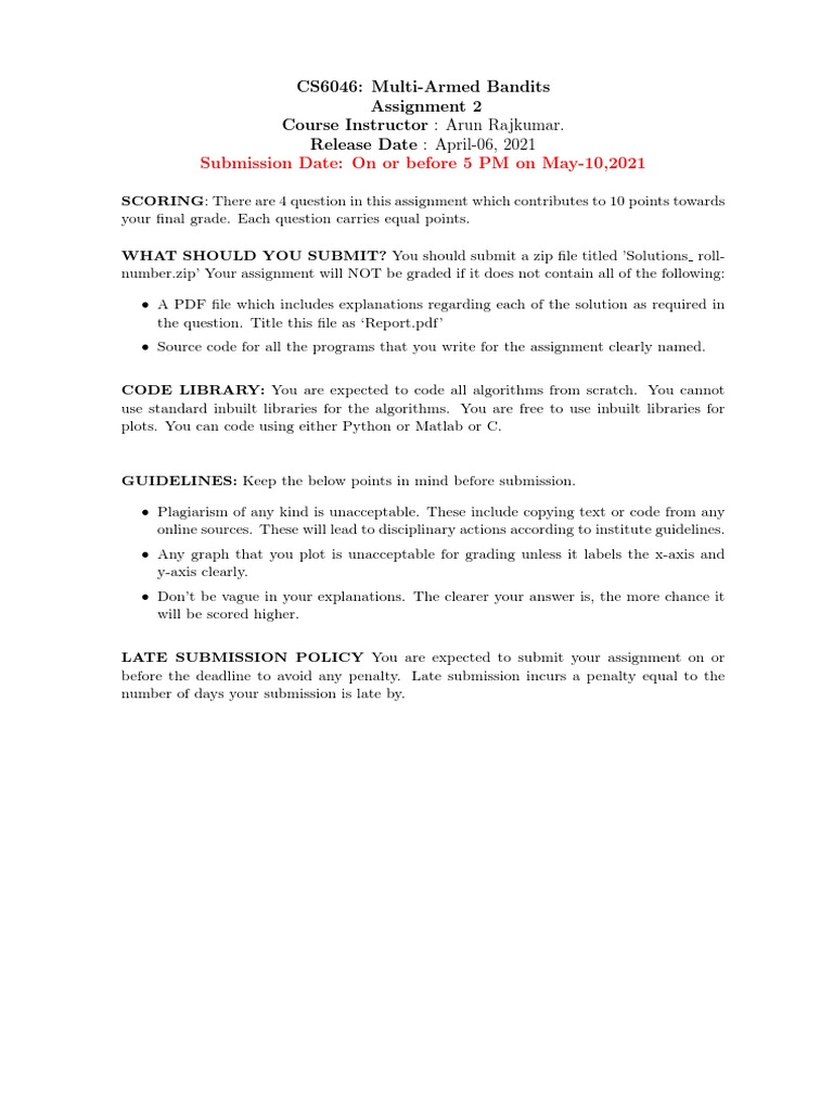 MAB Assignment 2 | PDF | Theoretical Computer Science | Applied Mathematics