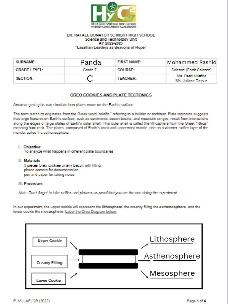 Experiment Oreo Cookies and Plate Tectonics | PDF
