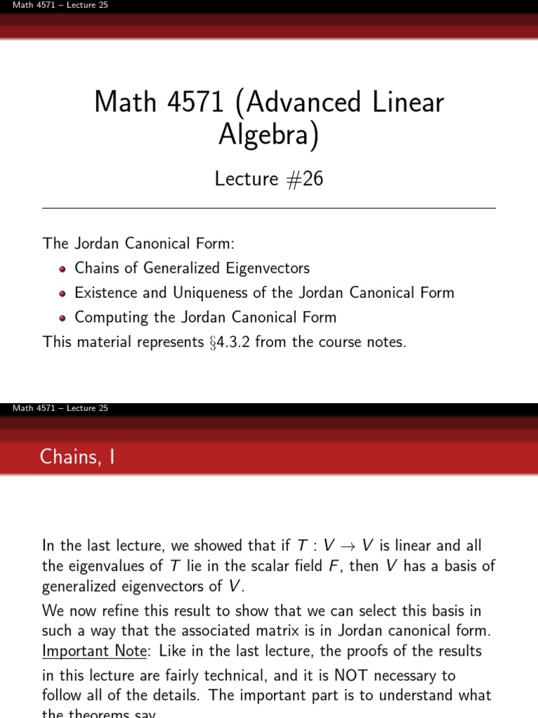 Jordan Canonical Form and Chains | PDF | Eigenvalues And Eigenvectors ...