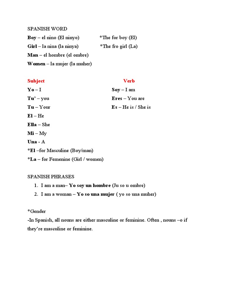 SPANISH WORDS | PDF