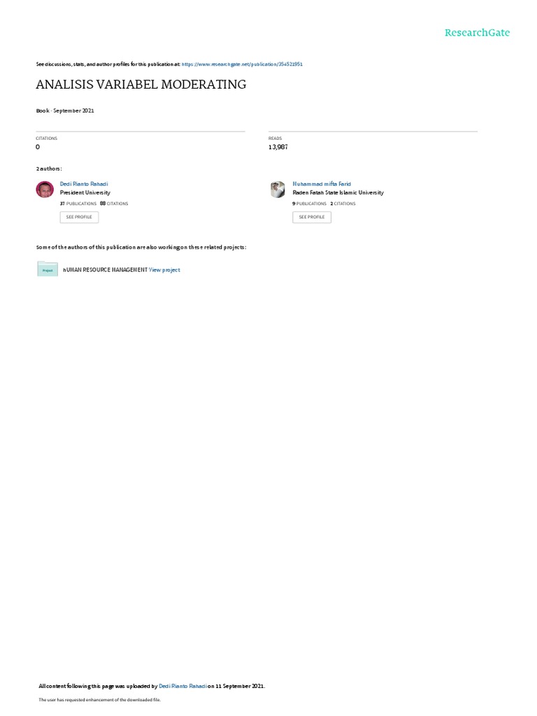 Analisis Variabel Moderating | PDF