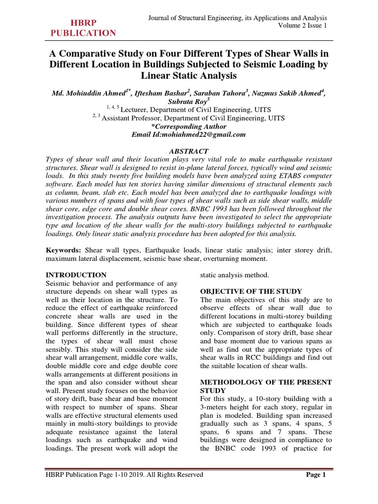 A Comparative Study On Three Different Types of Shear Walls in Different Location in Buildings ...