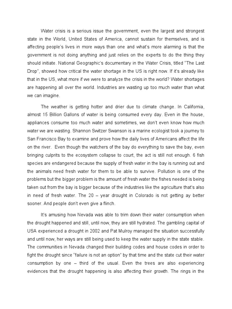 Water Crisis. | PDF | Water Scarcity | Water