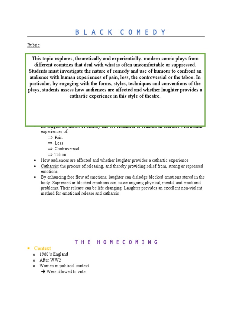 Black Comedy Notes | Download Free PDF | Humour | Comedy