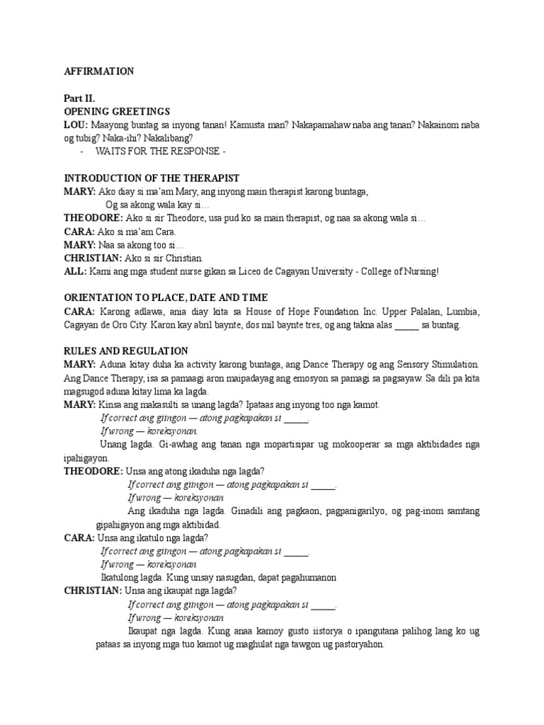 Script (Dance & Sensory) | PDF