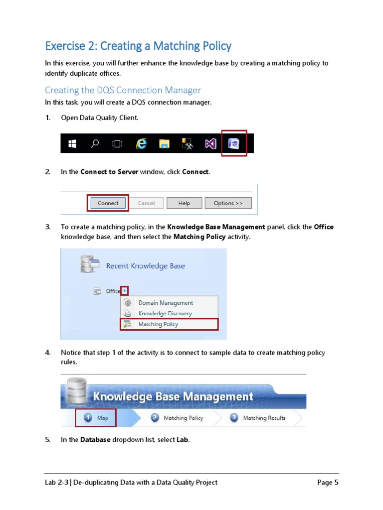 Exercise 2: Creating A Matching Policy: Creating The DQS Connection ...