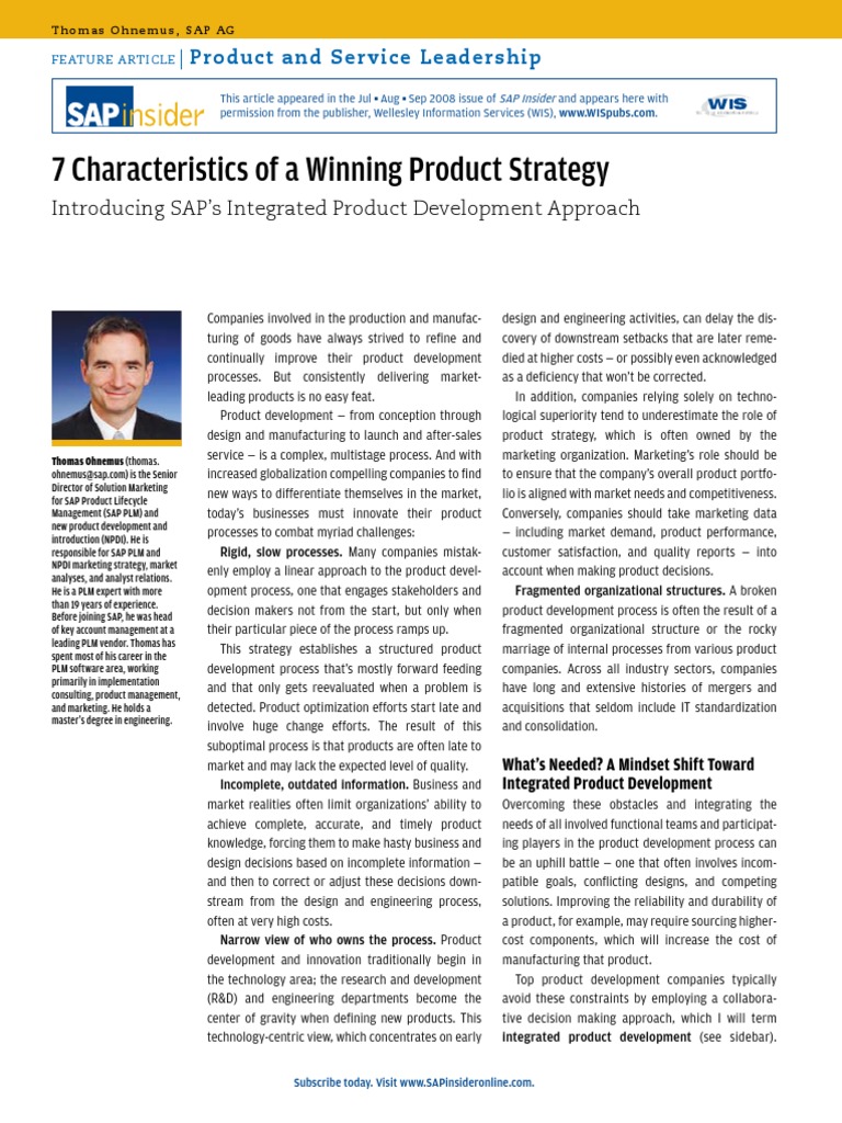 7 Characteristics of A Winning Product Strategy | PDF | Product ...