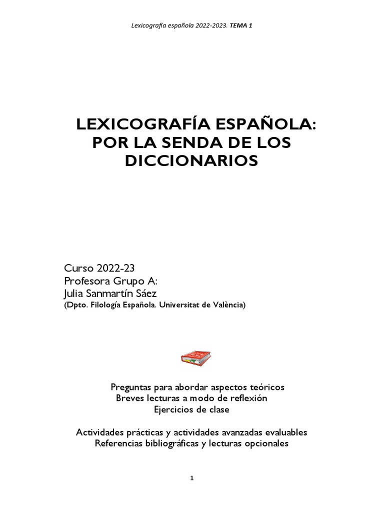 Tema 1. Lexicografía 2022-23.definitivo | PDF