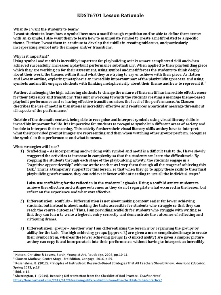 Drama Year 9 Playbuilding Lesson Plan | PDF