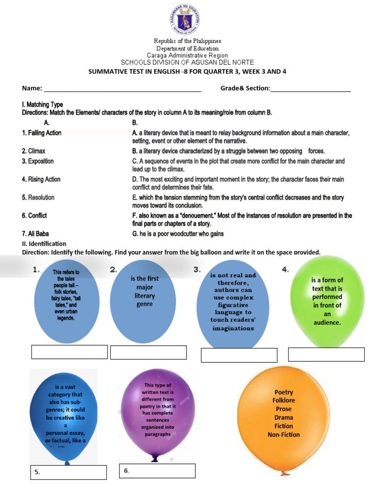 3rd Q 2ND SUMMATIVE-ENG.8-WEEK-3-4 | PDF | Plot (Narrative) | The Arts