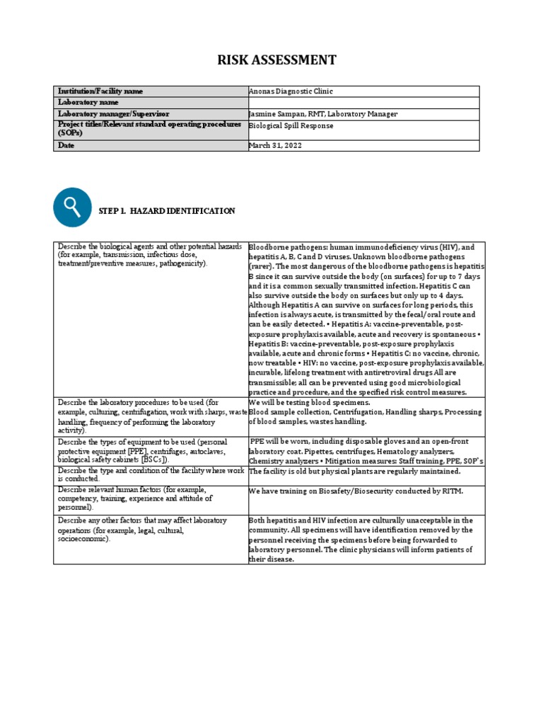 WHO Risk Assessment Template - Annex2 | PDF | Hepatitis | Infection