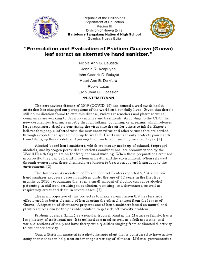 Formulation and Evaluation of Psidium Guajava (Guava) Leaf Extract As ... Formulation and Evaluation of Psidium Guajava (Guava) Leaf Extract As ...