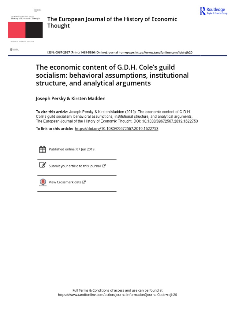 Joseph Persky & Kirsten Madden (2019) The Economic Content of G.D.H ...