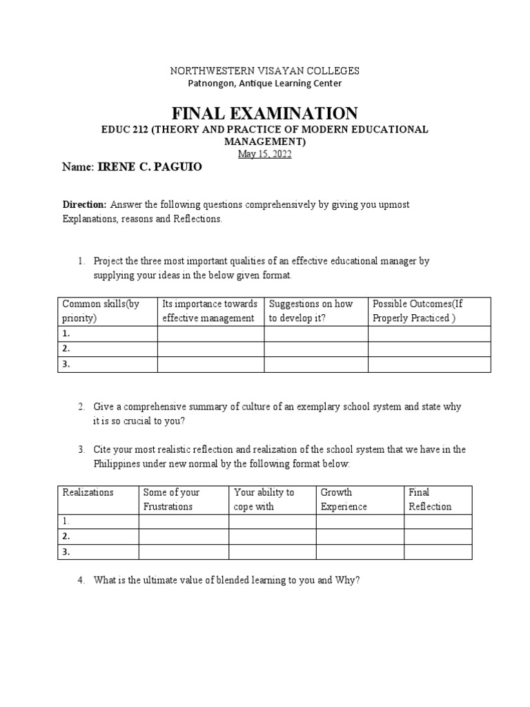 FinalExam in Educ 212 Paguio | PDF