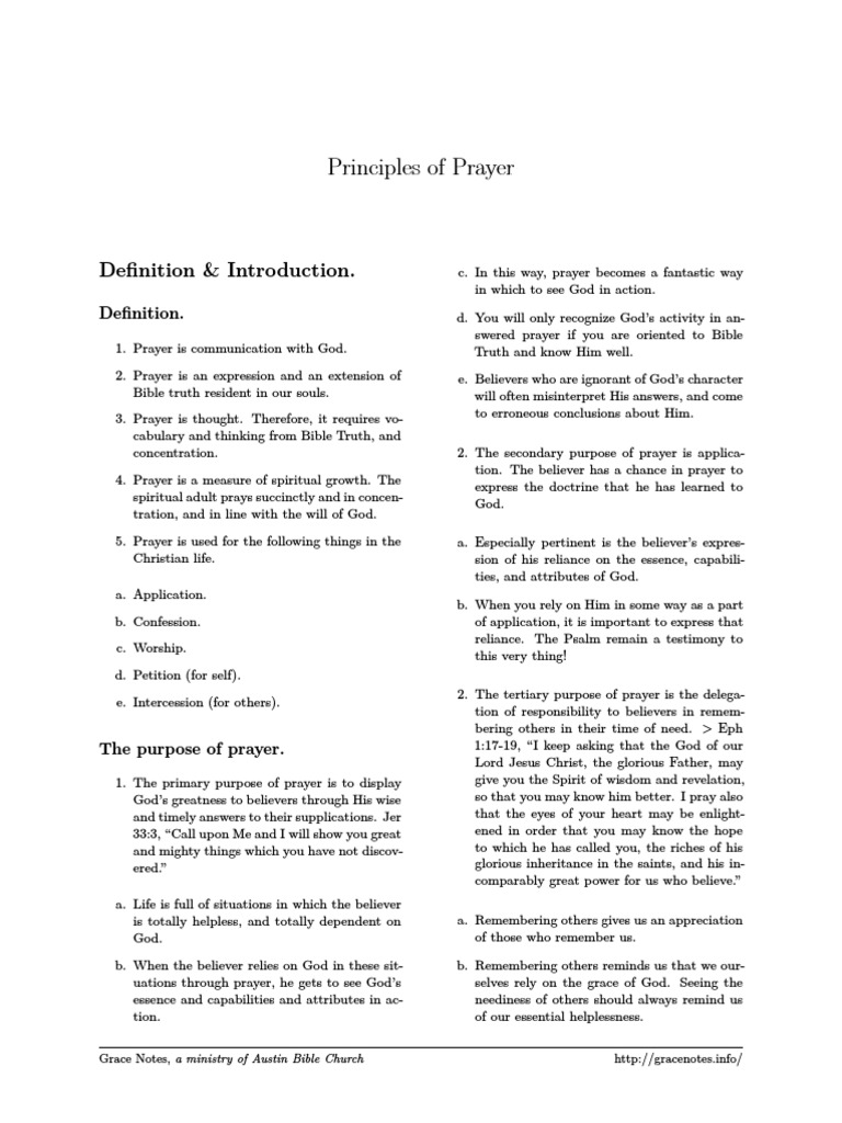 Principles of Prayer: Definition & Introduction | PDF