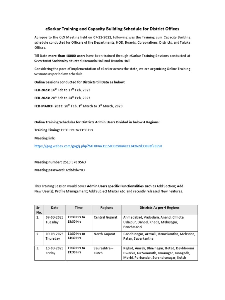 eSarkar-Online-Training Schedule-MARCH-2023-7-9-10-And-13-March ...
