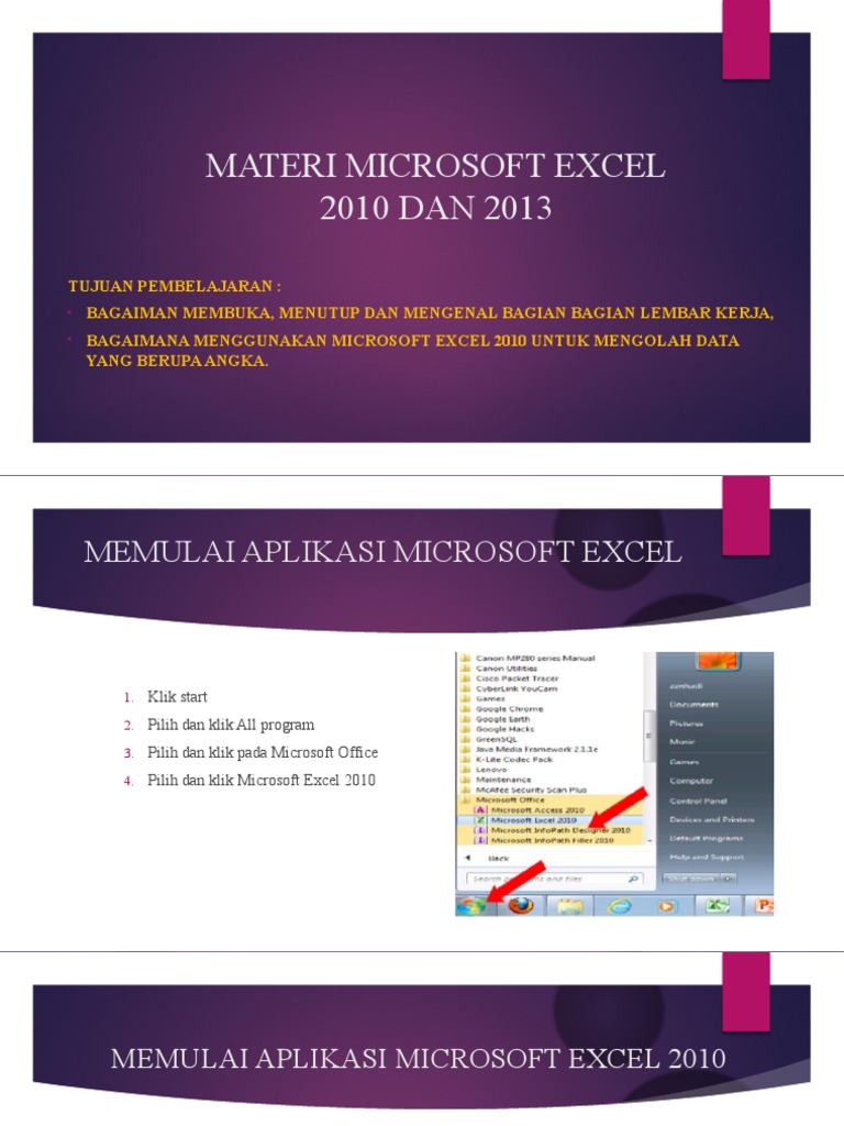 Materi Microsoft Excel 2010 2013 | PDF