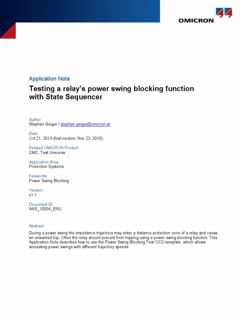 CMC Test Universe AppNote Testing Relay Power Swing Blocking Function ...