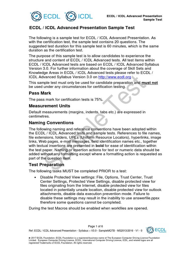 Advanced Presentation Test | PDF