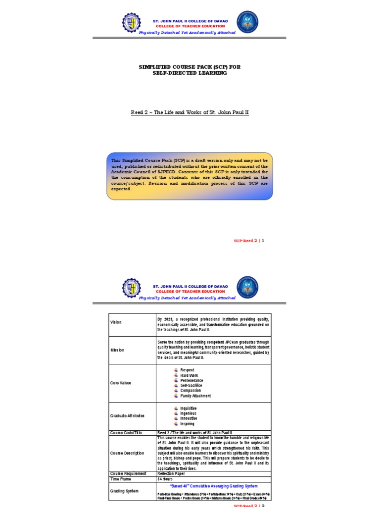 Simplified Course Pack on St. John Paul II | PDF