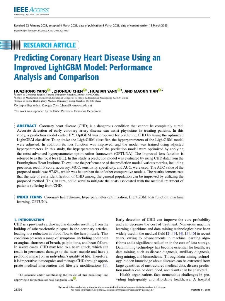 Predicting Coronary Heart Disease Using An Improved LightGBM Model ... Predicting Coronary Heart Disease Using An Improved LightGBM Model ...
