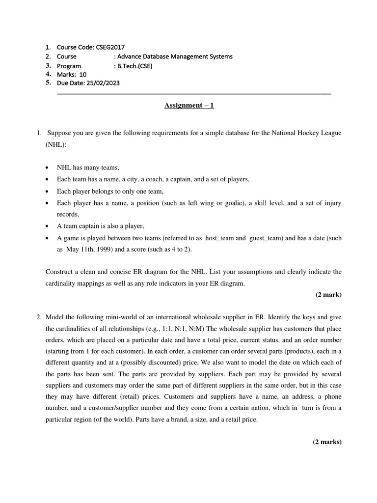 Assignment 1 - ADBMS-2023 | PDF | Computers
