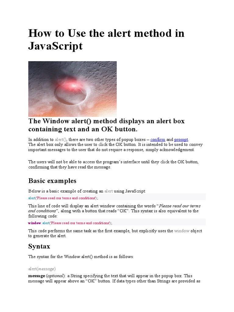 Alert Method In Javascript Pdf Method Computer Programming Java 2672