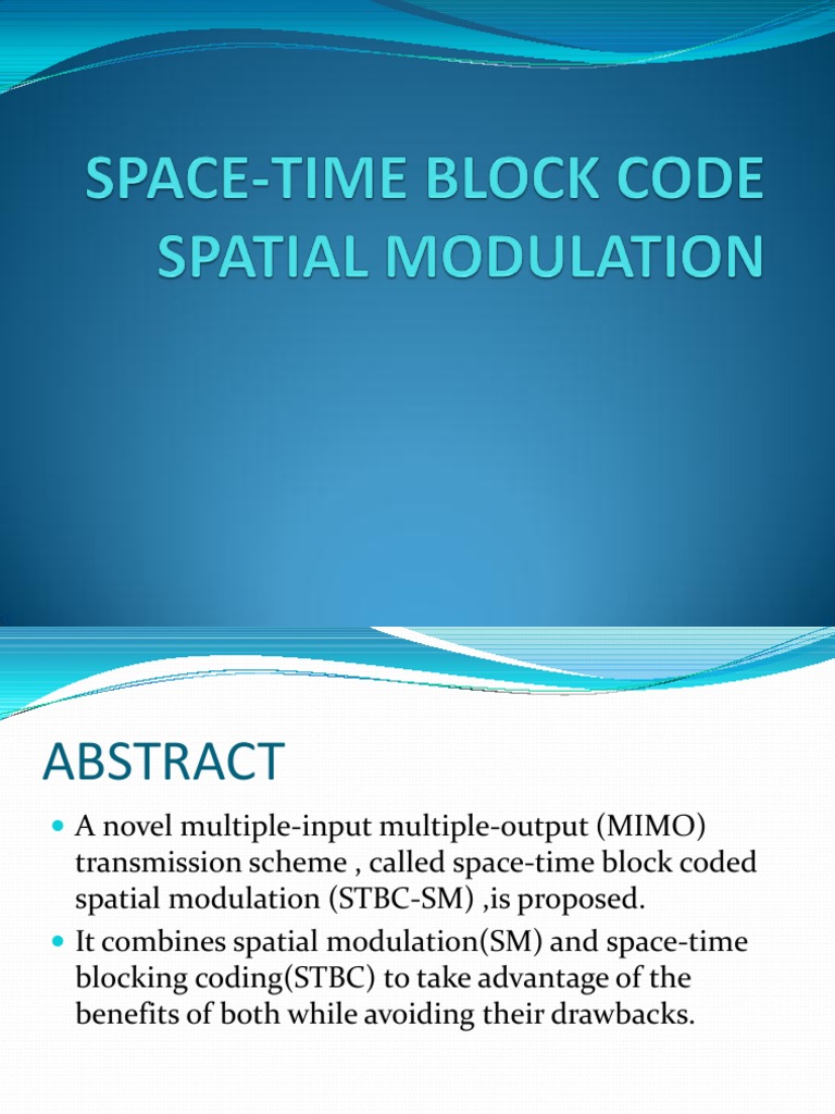 Space Time Block Code Spatial Modulation Pdf