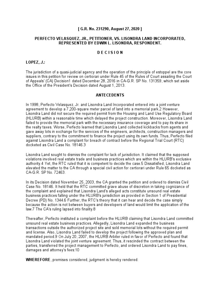 Velasquez v. Lisondra Land | Download Free PDF | Jurisdiction | Lawsuit