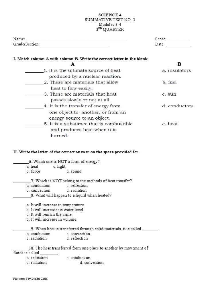 Sci4 ST2 Q3 | Download Free PDF | Light | Heat Transfer