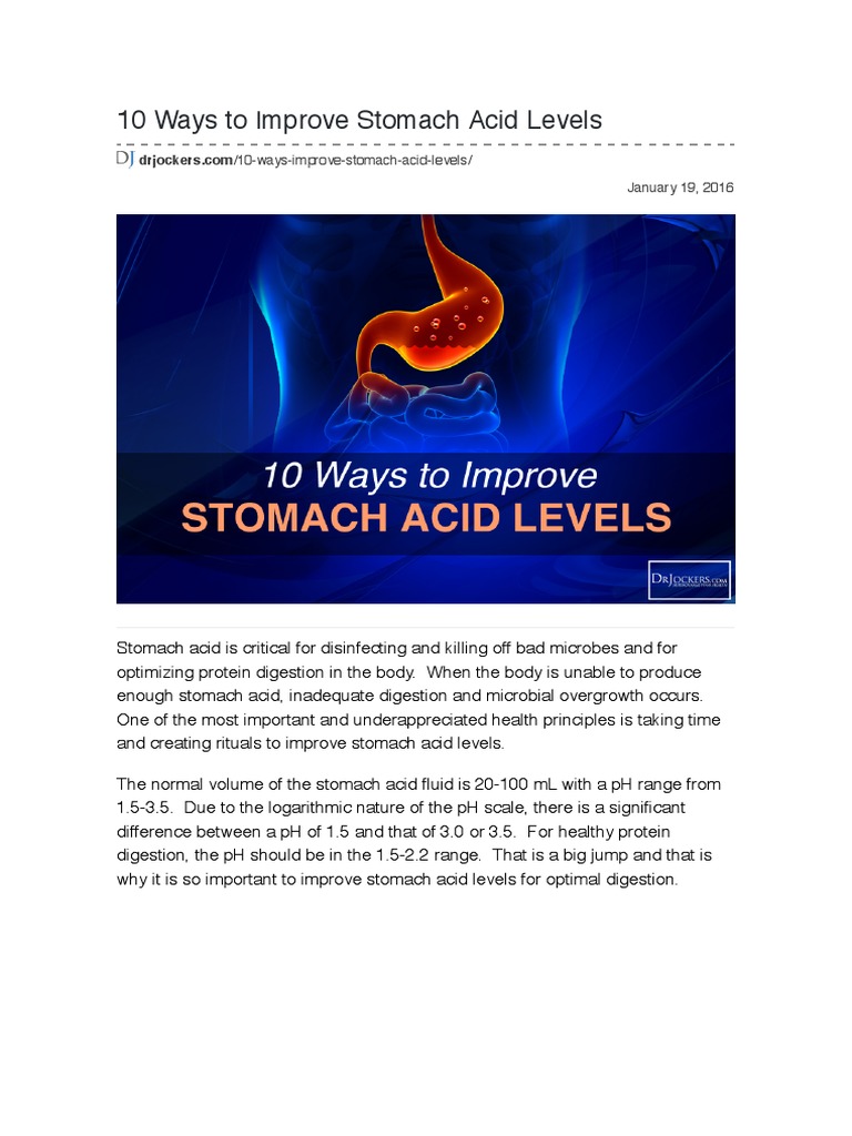 Improve Stomach Acid Naturally | PDF | Digestion | Sodium Bicarbonate