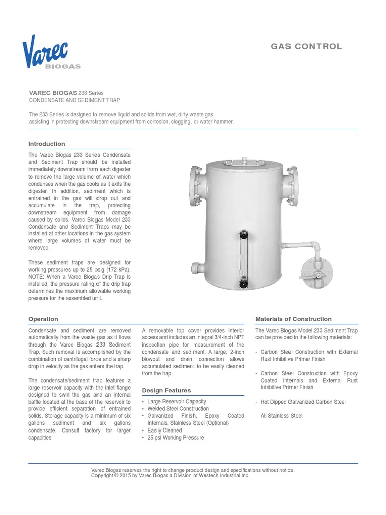 Condensate and Sediment Trap | PDF | Pipe (Fluid Conveyance) | Biogas