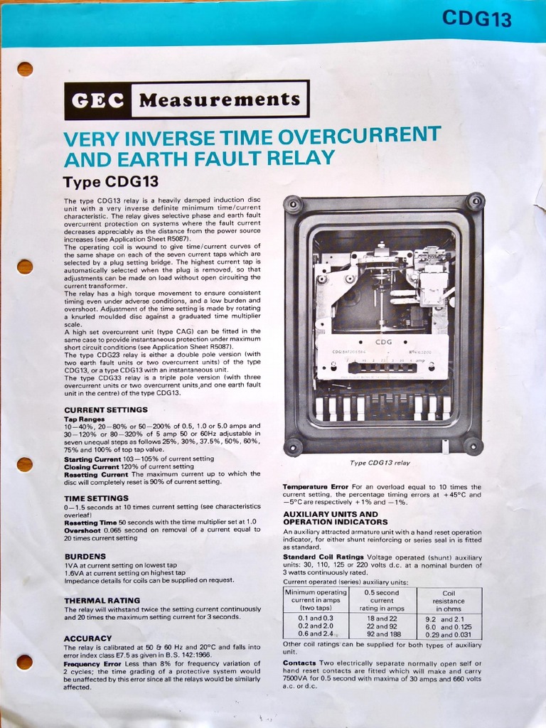 Protection CDG 13 | PDF | Relay | Alternating Current