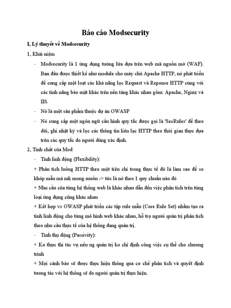 Báo Cáo Modsecurity 1 | PDF