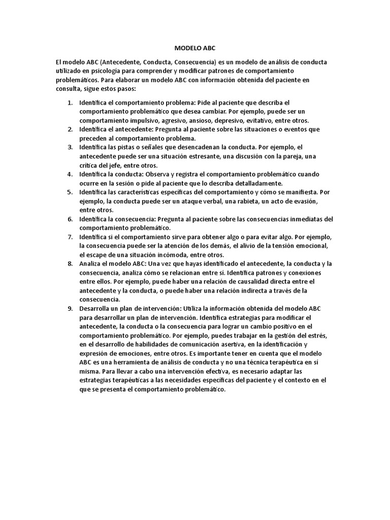 Modelo Abc | PDF | Comportamiento | Las emociones