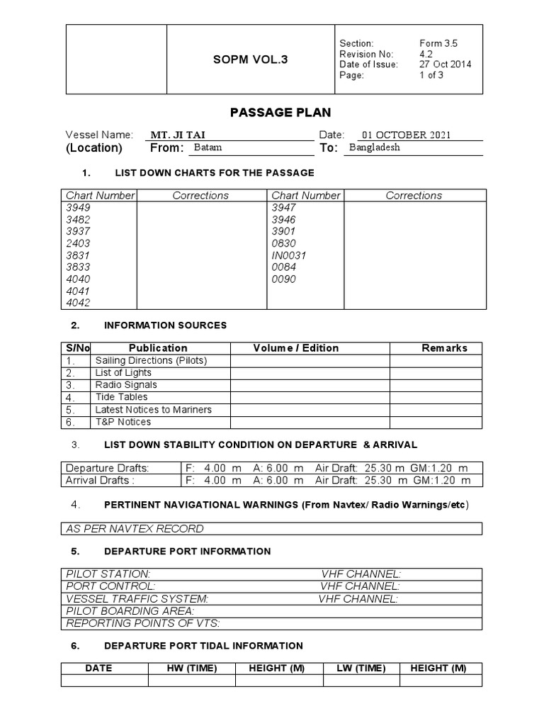 PASSAGE PLAN Waypoint | PDF | Navigation | Shipping