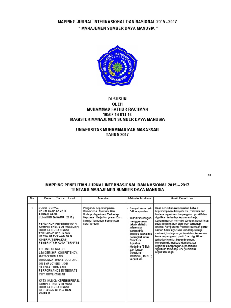 Mapping Penelitian Jurnal Internasional Manajemen SDM | PDF