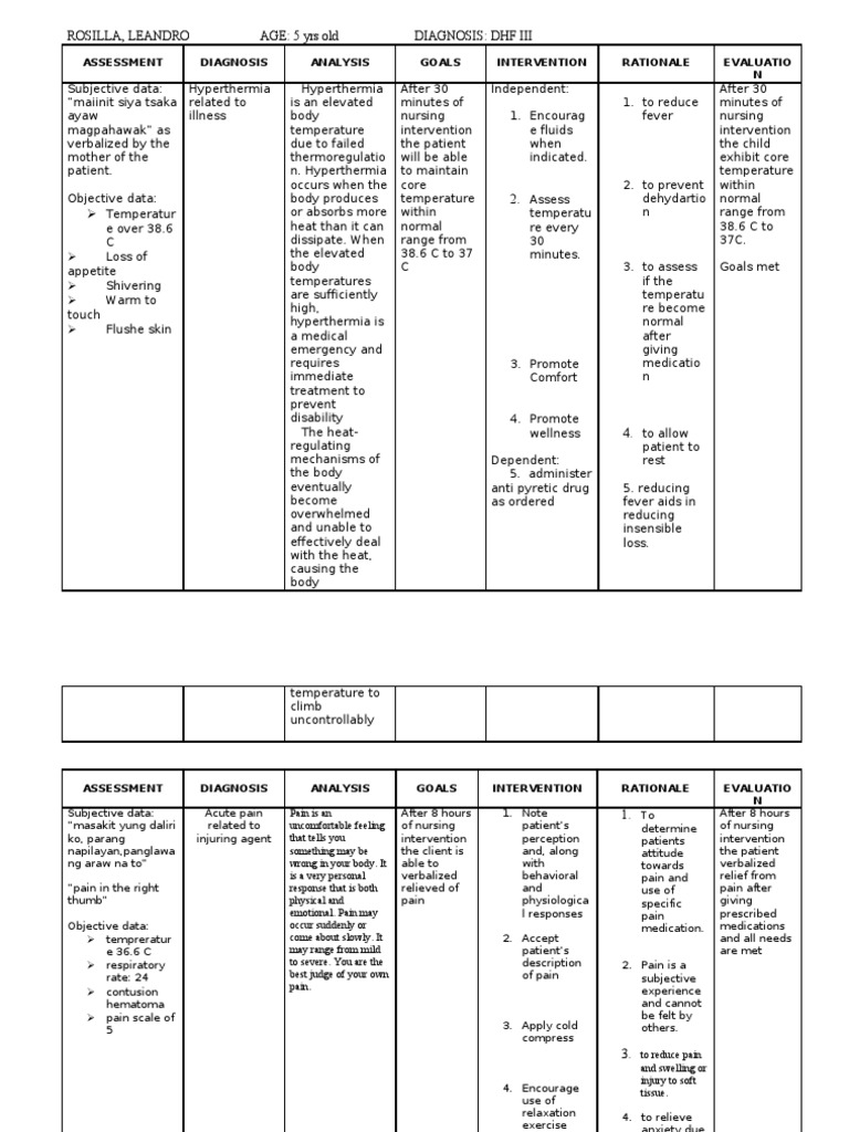 Nursing Care Plans for Pediatric Patients with Dengue Hemorrhagic Fever ...