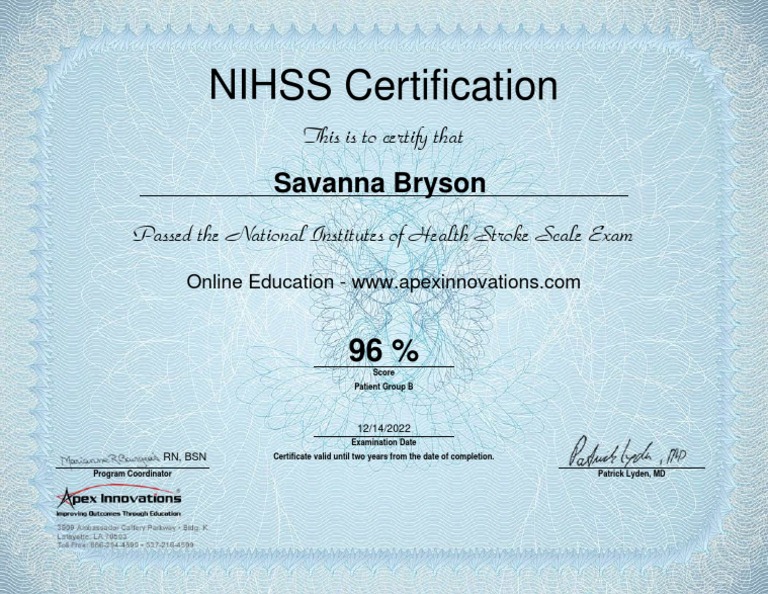 Nihss Certification Pdf