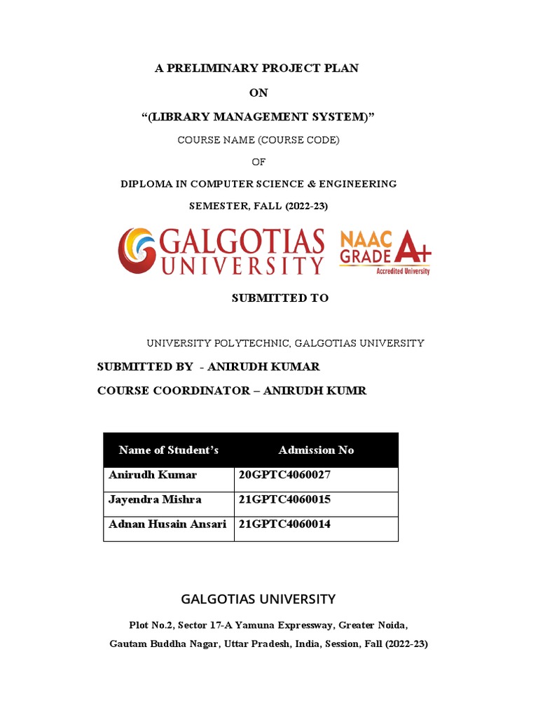 Library Management System Project Plan | PDF | Libraries | Information ...