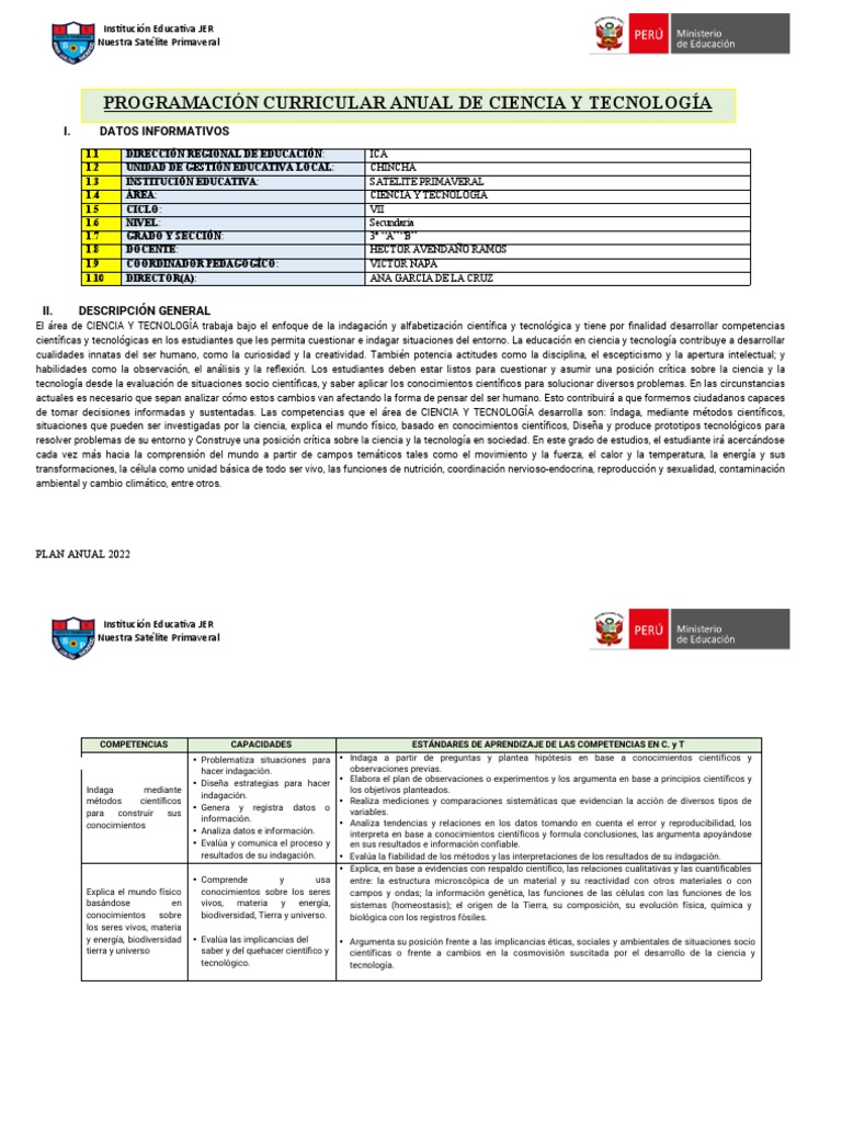 PROGRAMACION ANUAL CyT 3RO | PDF | Aprendizaje | Investigación cuantitativa