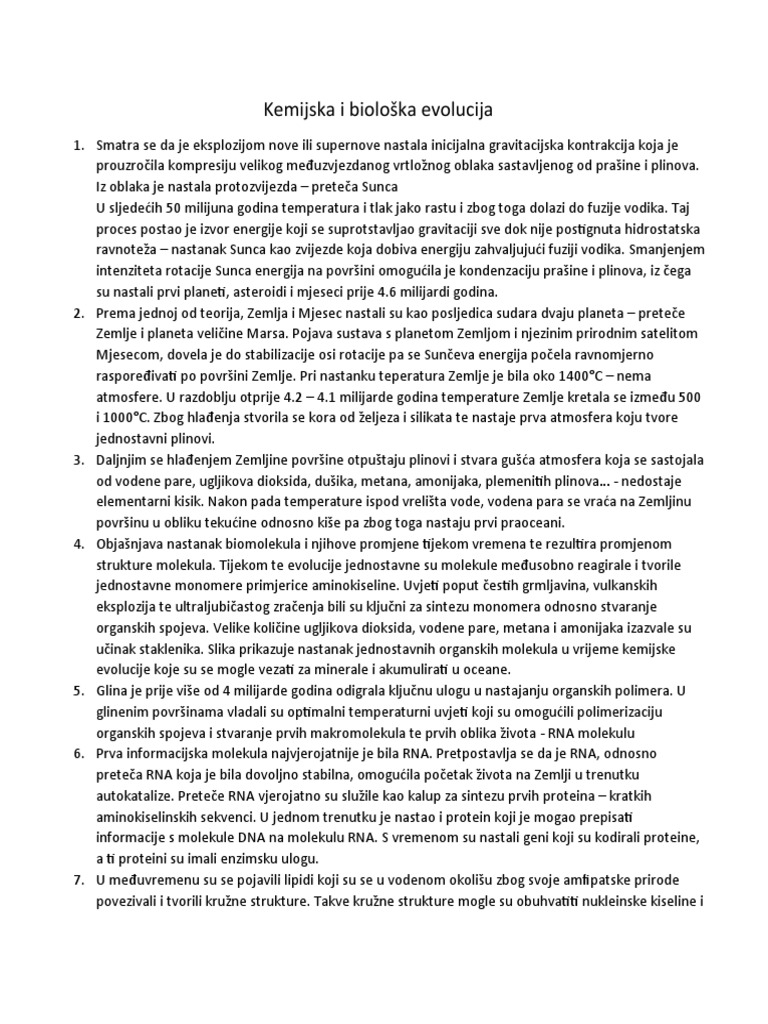 Kemijska i biološka evolucija (1) (1) | PDF