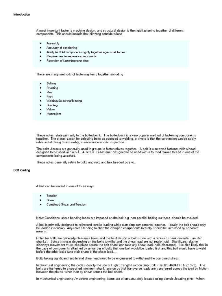 Shear Stress Calculation for Bolts | PDF | History