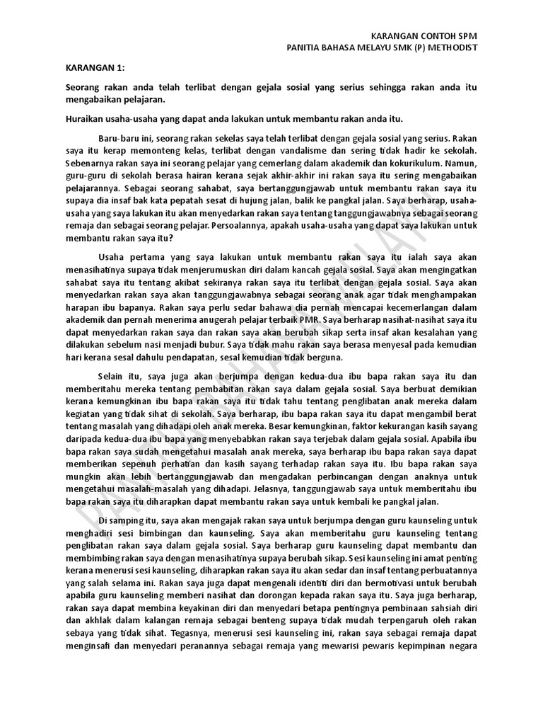 Karangan Contoh SPM | PDF