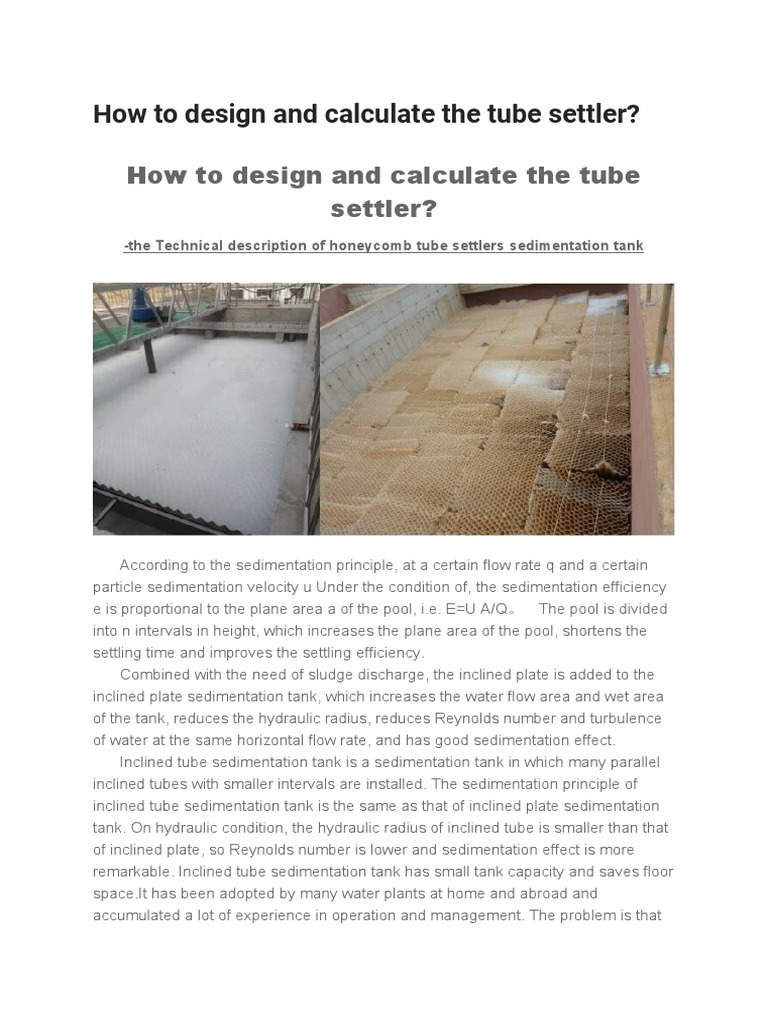 Tube Settler Design and Calculation Guide | PDF | Hydraulic Engineering ...