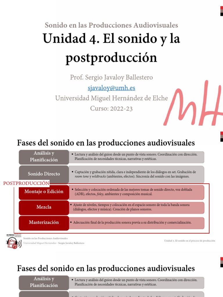 Sonido y Postproducción Audiovisual | PDF | Grabación | Tecnología de ...