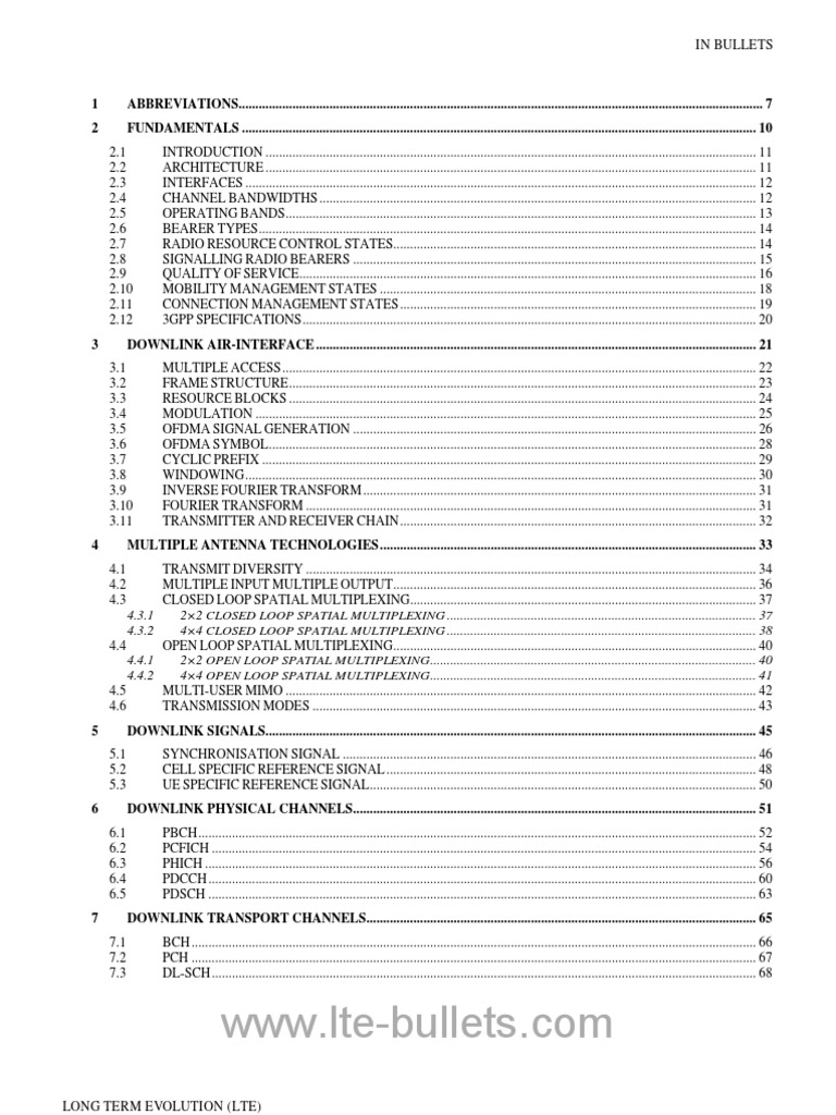 LTE in Bullets - Contents | PDF | Multiplexing | Networks