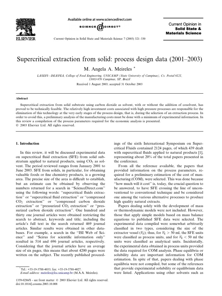 Supercritical Extraction Process Design | PDF