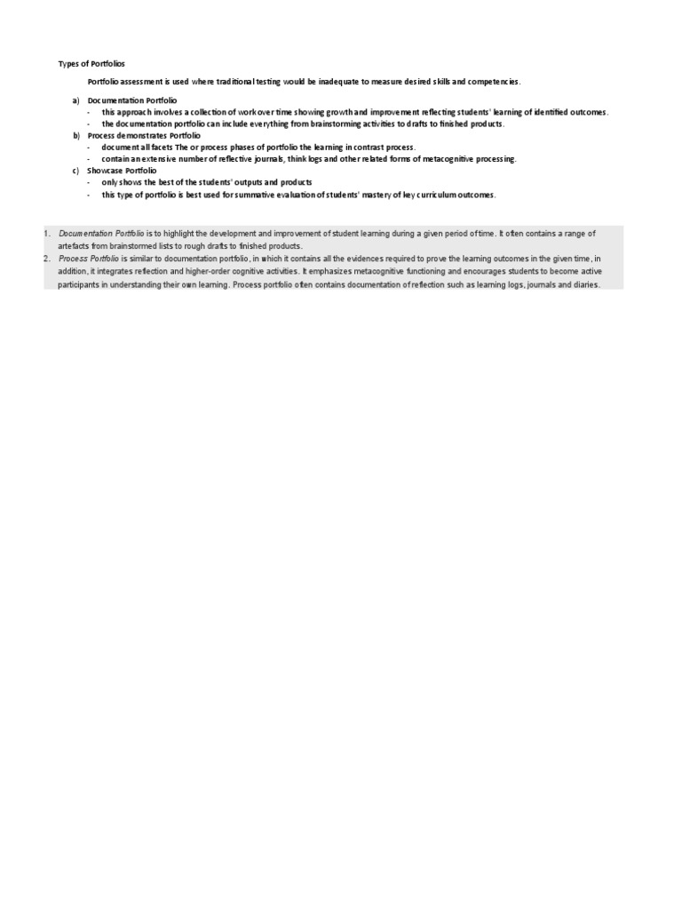Types of Portfolios | PDF