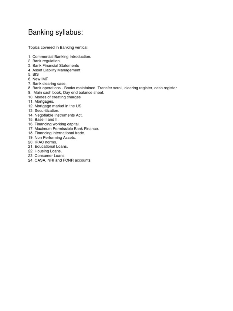 Banking Syllabus | PDF
